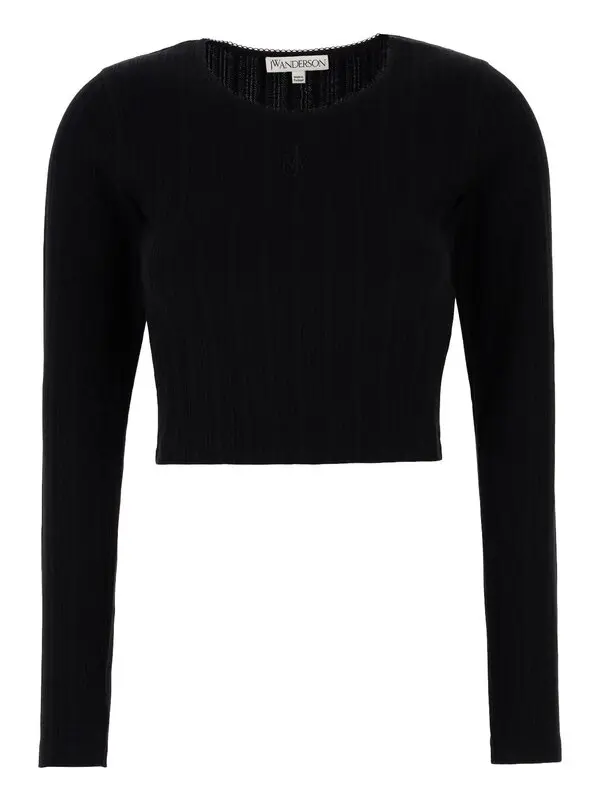 JW Anderson Ribbed Cropped Long Sleeve Top - Multicolor