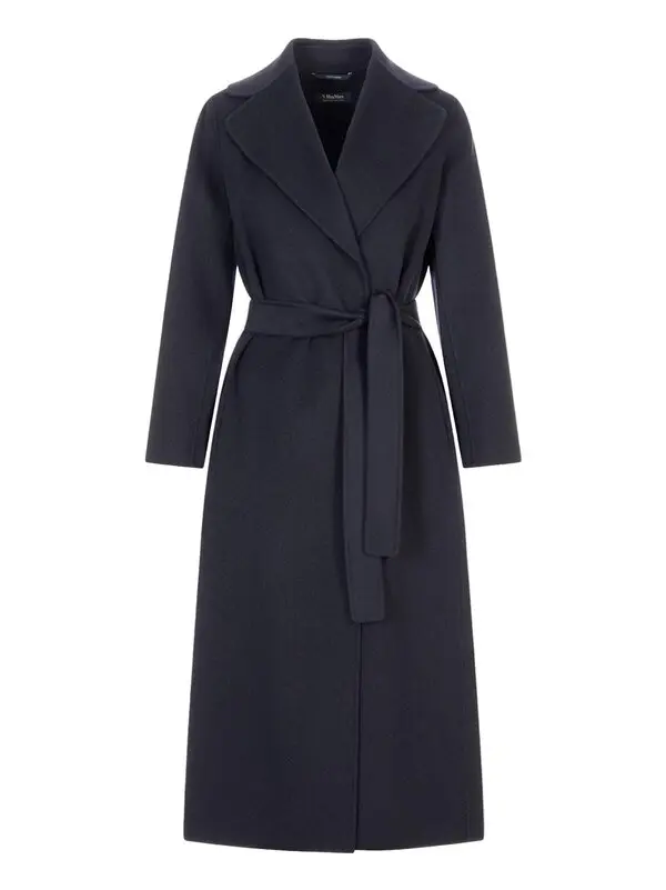 Max Mara Virgin Wool Belted Coat - Multicolor