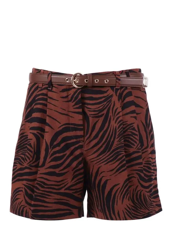 Max Mara Linen Shorts With Animal Print - Brown
