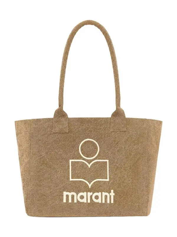 Isabel Marant Étoile Yenky Zipped Washed Cotton Logo Tote Bag - Green