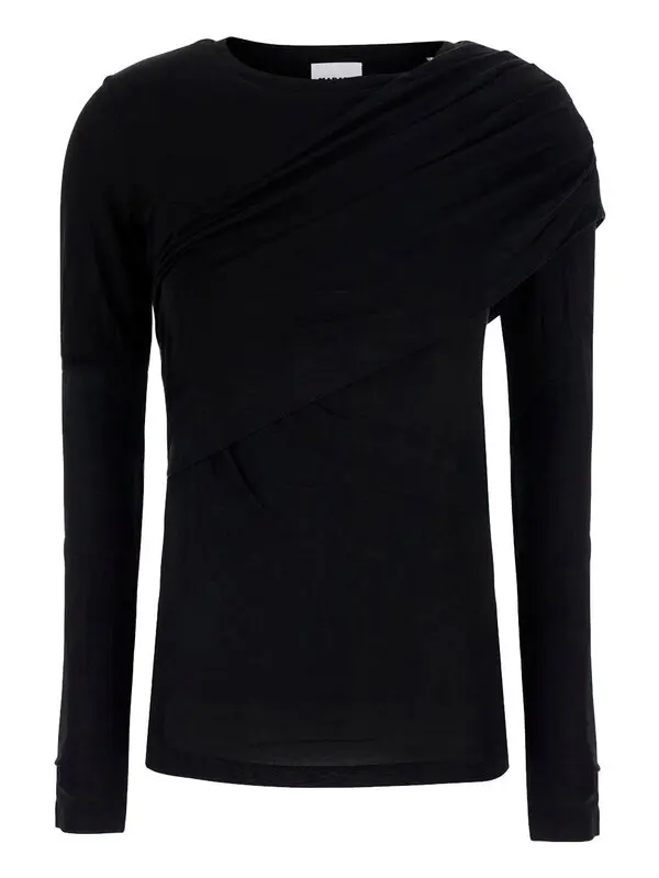 Isabel Marant Étoile Dressi' Top With Draped Motif On The Front In Viscose For - Black