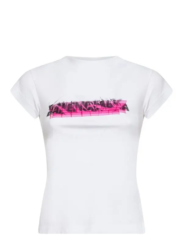 Balenciaga Messy Spray Cropped Back T-shirt - Multicolor