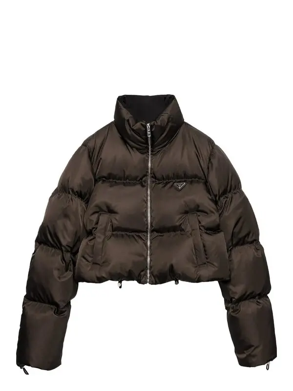 Prada Cropped Fit Stand-up Collar Down Jacket - Brown