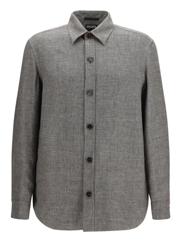 Zegna Cashmere, Linen, And Silk Overshirt - Gray