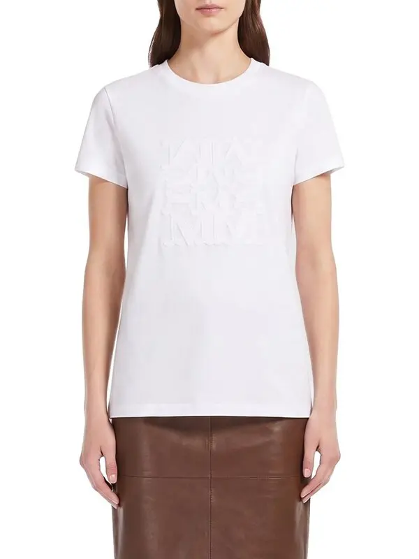 Max Mara Cotton T-shirt With Logo - White