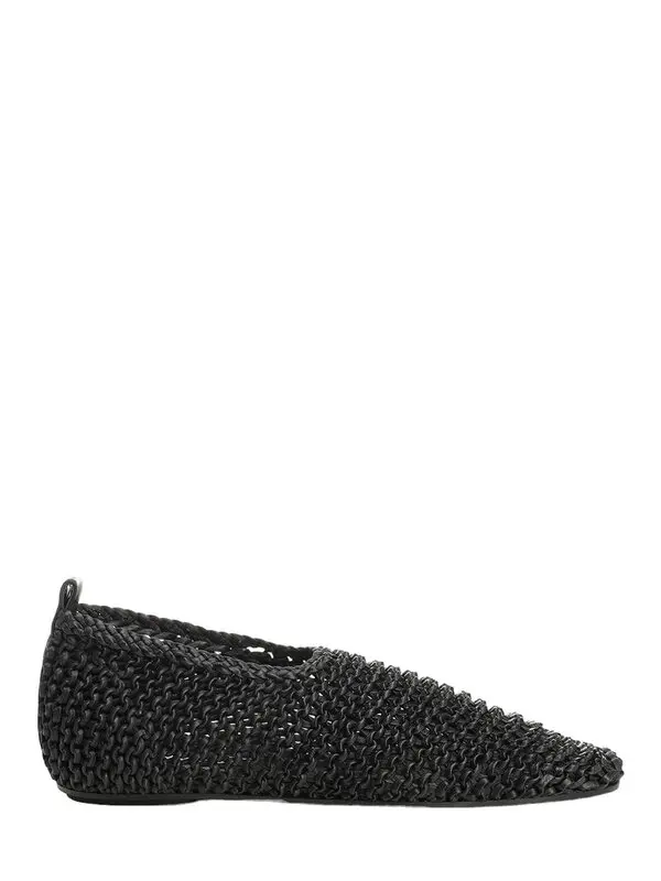 TOTEME Woven Leather Ballerinas - Black