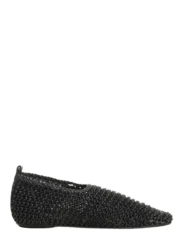 TOTEME Woven Leather Ballerinas - Black
