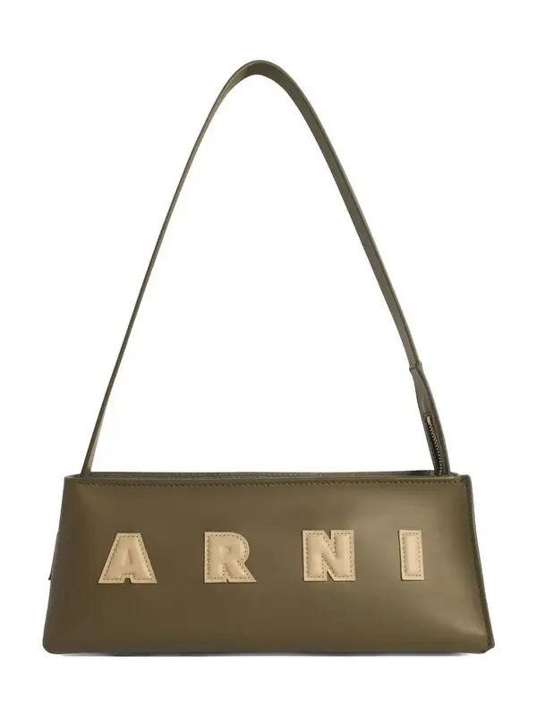 Marni Shoulder Bag With Logo Plaque - Green