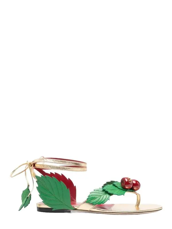 Valentino Garavani Laminated Nappa And Kidskin Flat Sandals - Gold