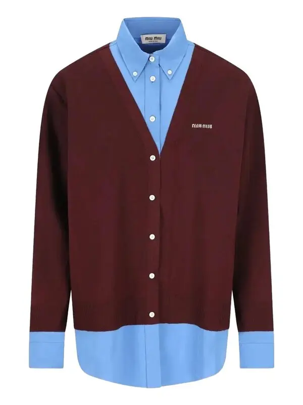 Miu Miu Wool Cardigan With Cotton Details - Multicolor
