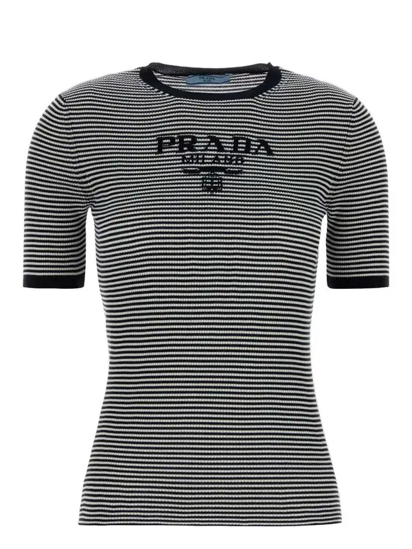 Prada Recycled Silk Crew Neck Sweater - Blue