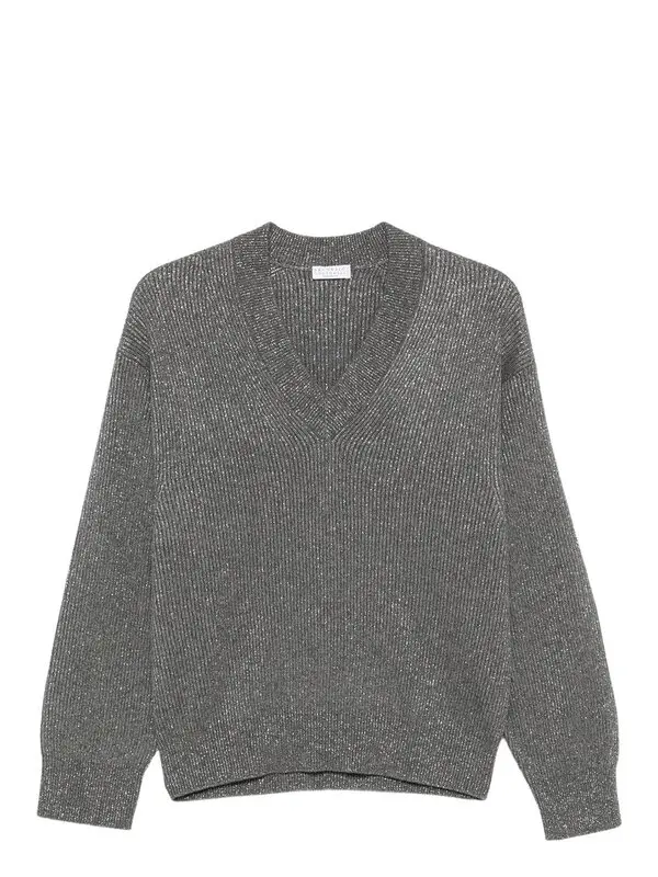 Brunello Cucinelli Cashmere V-neck Sweater - Gray