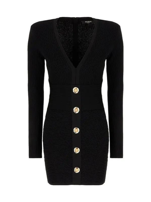 Balmain Long-sleeve Ribbed Dress - Multicolor