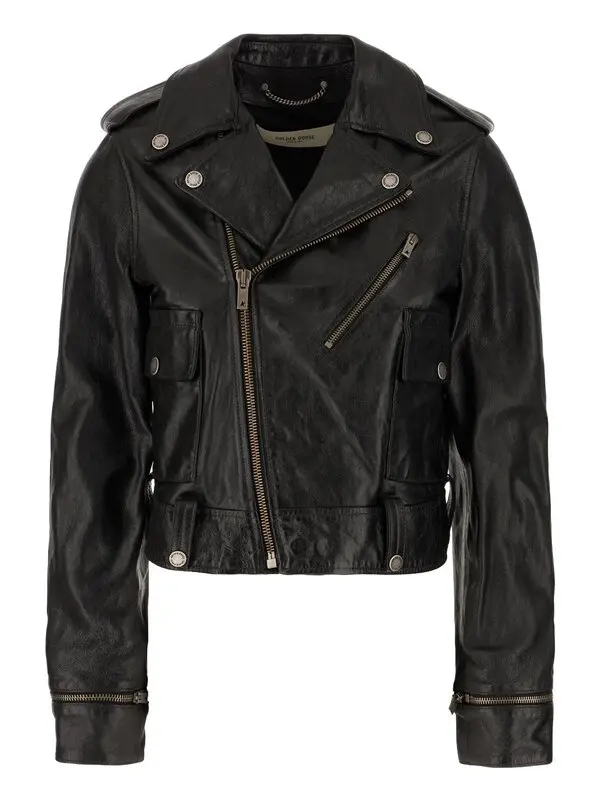 GOLDEN GOOSE Leather Moto Jacket - Multicolor