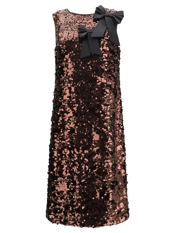GANNI Sequined Midi Dress - Brown