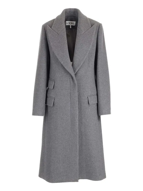 Loewe Wool And Cashmere Long Coat - Gray