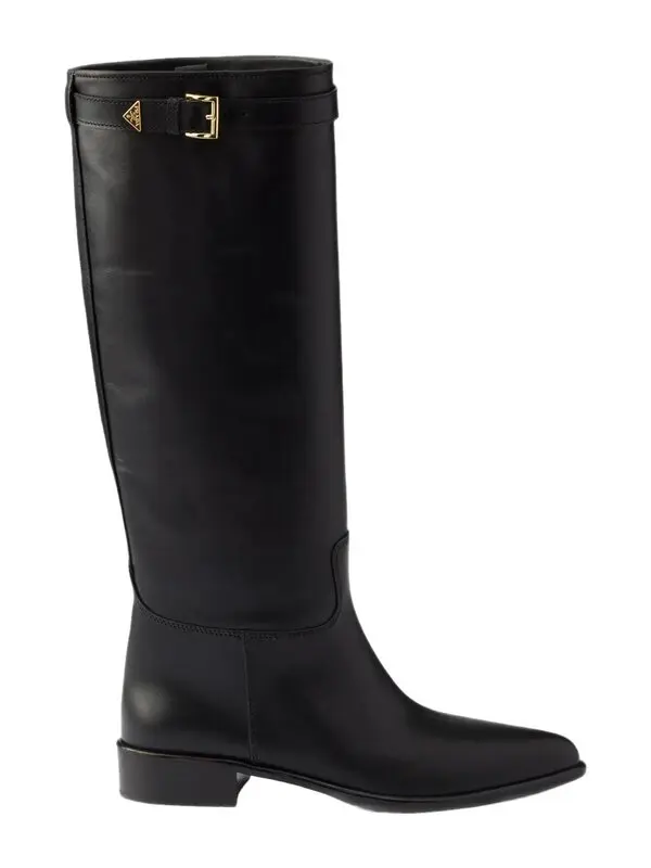 Prada Leather Stivali - Black