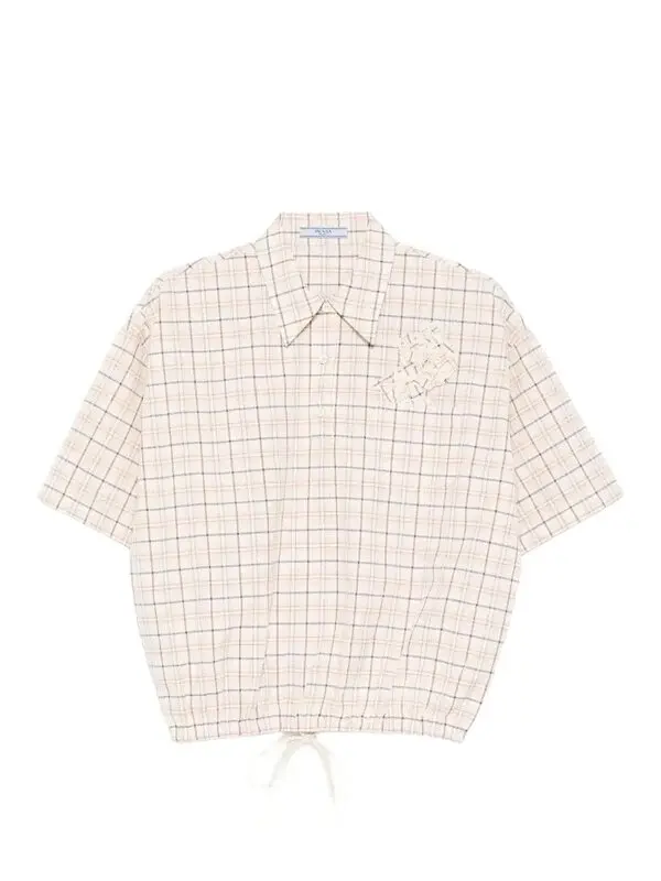 Prada Check Poplin Cropped Shirt - Multicolor