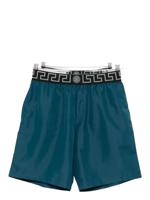 Versace Swim Shorts With Graphic Waistband - Blue