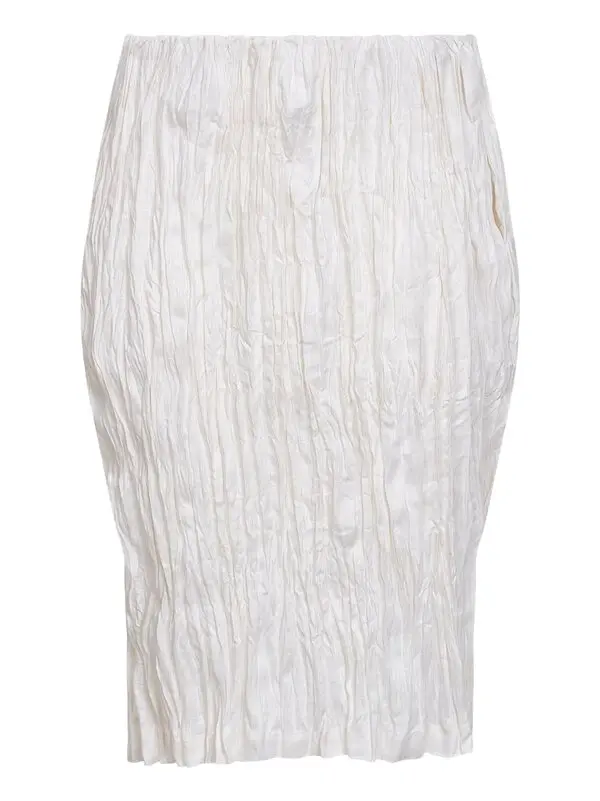 TOTEME White Crinkled Linen Pencil Skirt - Multicolor