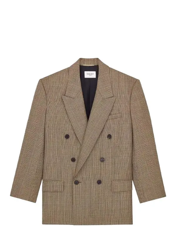 Saint Laurent Wool Checked Blazer - Multicolor