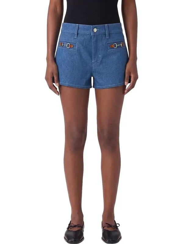 Gucci Cotton Shorts With Horsebit - Blue