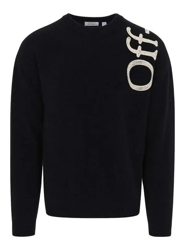 Off-White Vertical Bookish Knit Crewneck - Black
