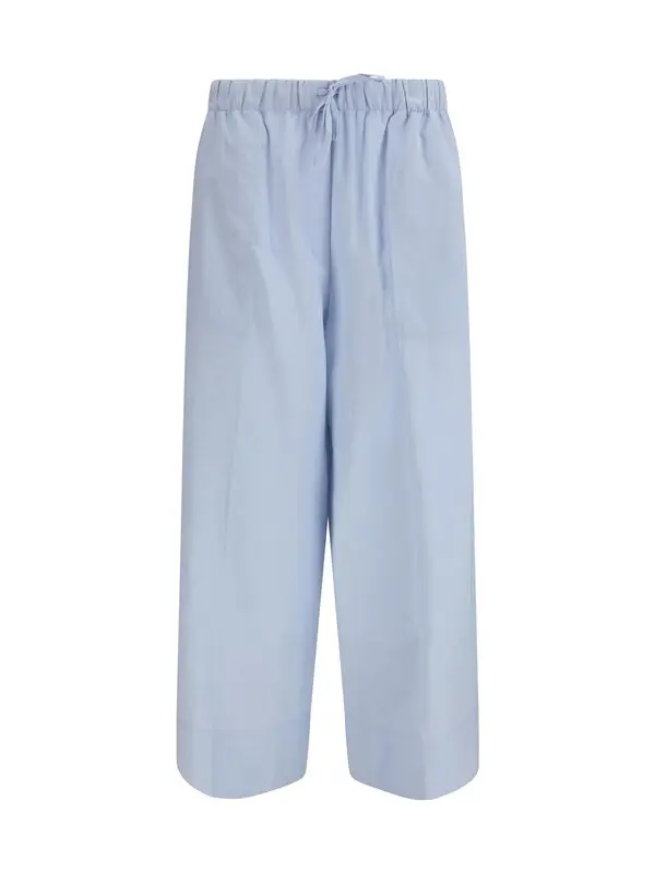 TOTEME Cotton And Linen Blend Palazzo Pants - Blue
