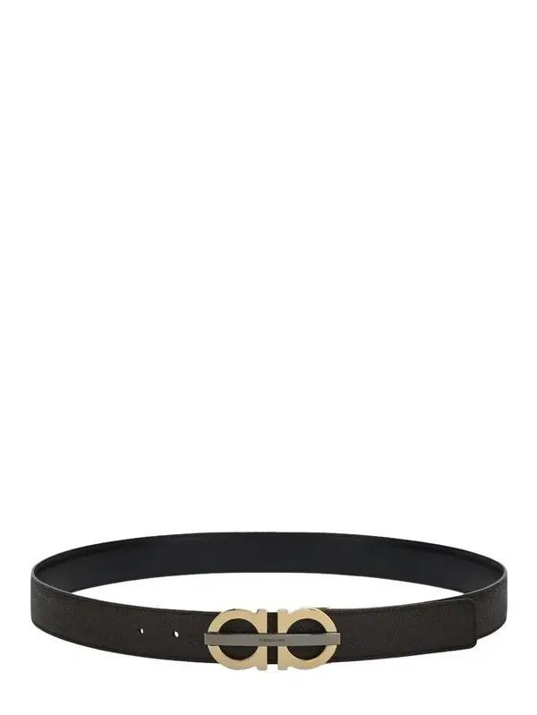 FERRAGAMO Cintura Double Gancini - Brown
