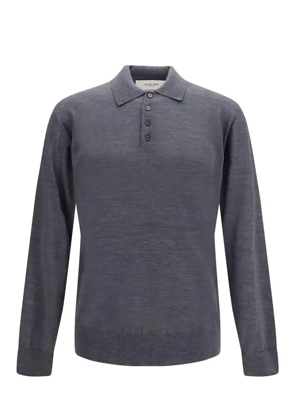 GOLDEN GOOSE Virgin Wool Polo Shirt - Gray