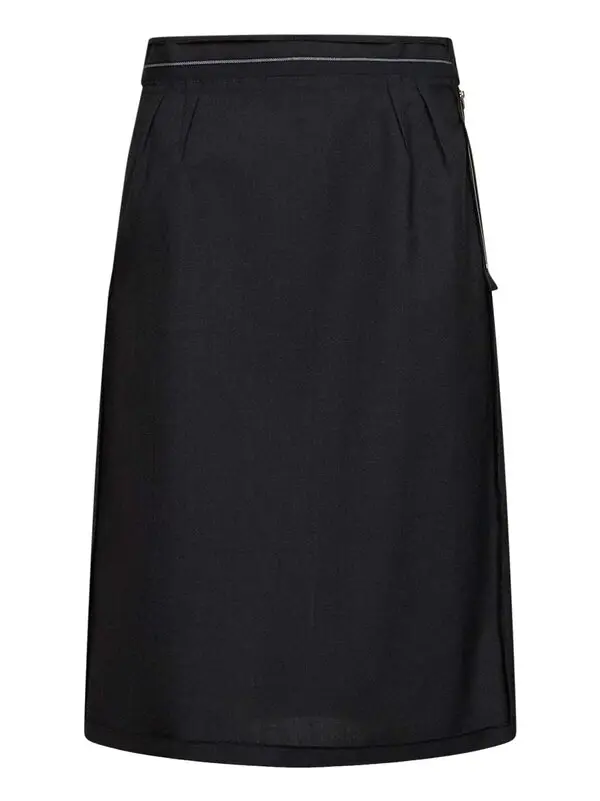 MAISON MARGIELA Charcoal Wool Reversed Midi Skirt - Multicolor