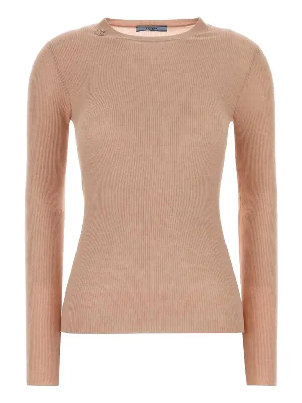 Prada Virgin Wool Knit Top - Cream