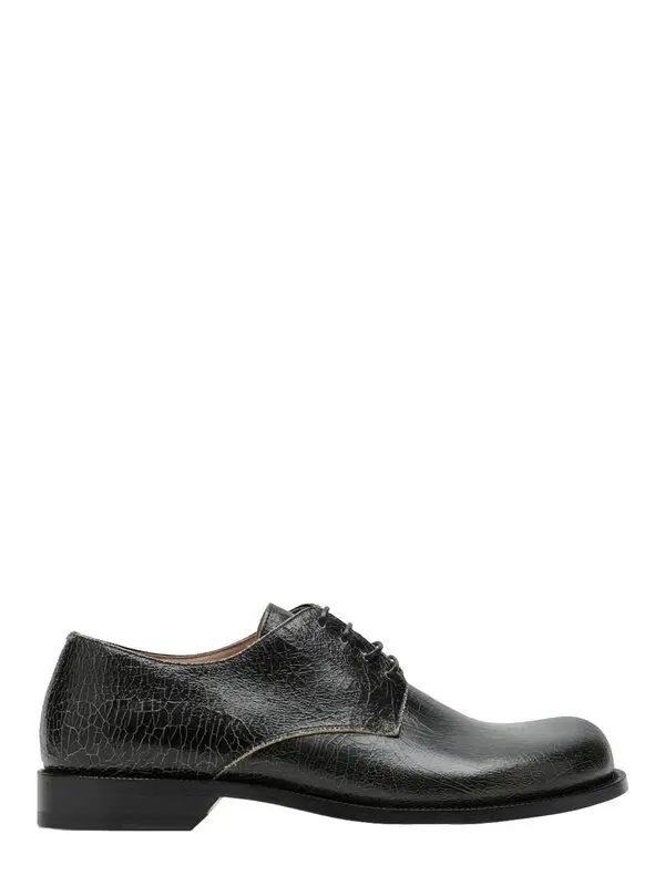 Loewe Campo Crackled Leather Derby Shoes - Black