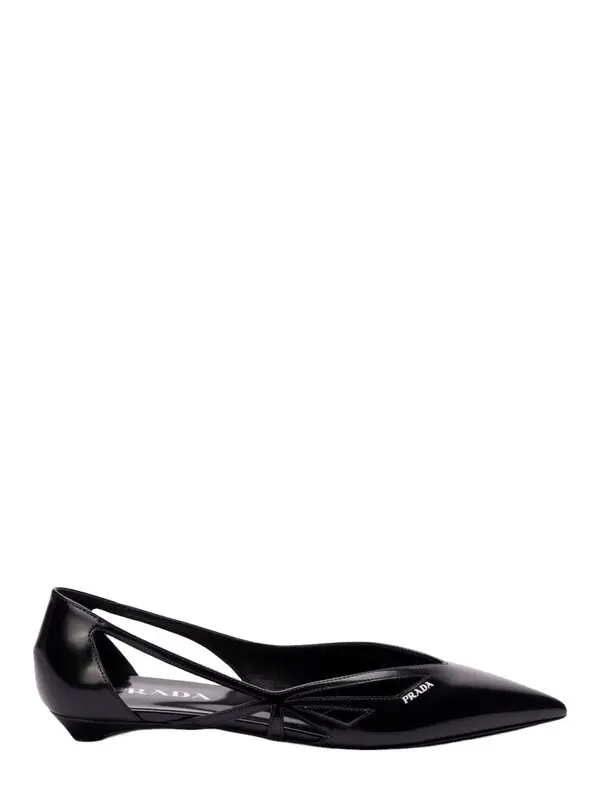Prada Brushed Leather Ballerinas - Black