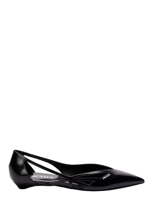 Prada Brushed Leather Ballerinas - Black