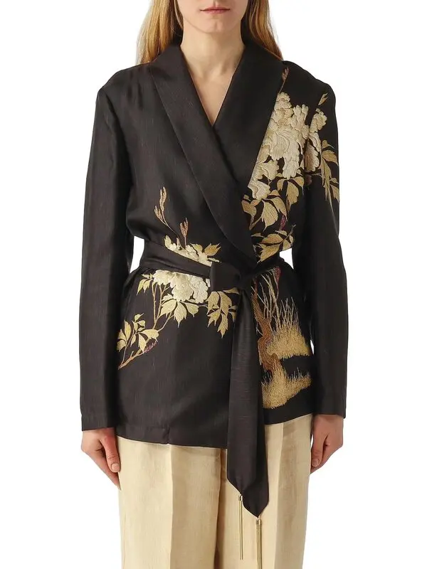 Max Mara Silk Twill Blazer - Black