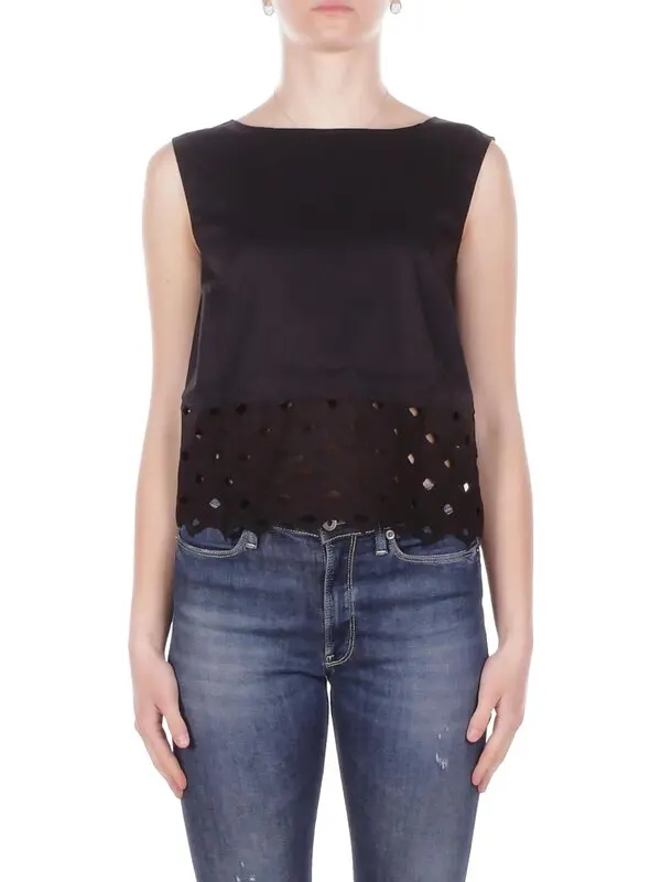 Max Mara Cotton Blend Sleeveless Top - Black