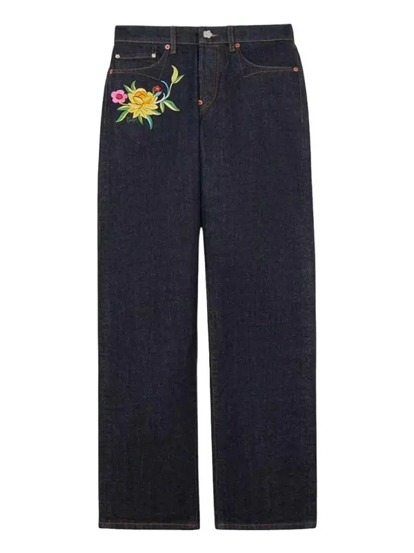 Kenzo Wildflower Straight-leg Japanese Denim Trousers - Blue