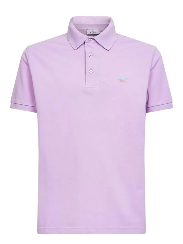 Etro Lilac Cotton Pique Polo Shirt With Pegaso Embroidery - Multicolor