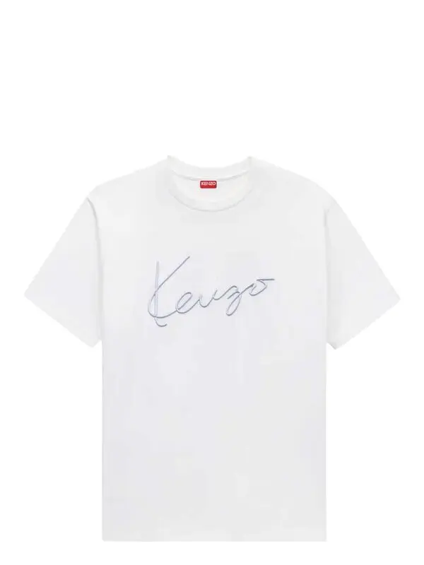 Kenzo Signature` Embroidered Cotton T-shirt - White