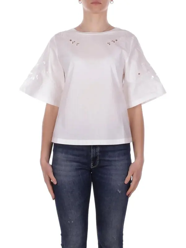 Max Mara Targa Blouse In Cotton Poplin - White