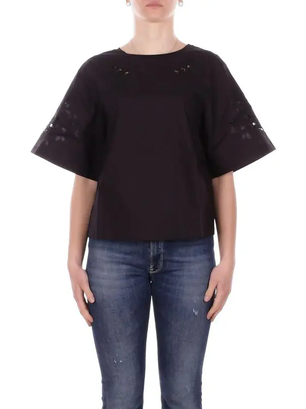 Max Mara Targa Blouse In Cotton Poplin - Black