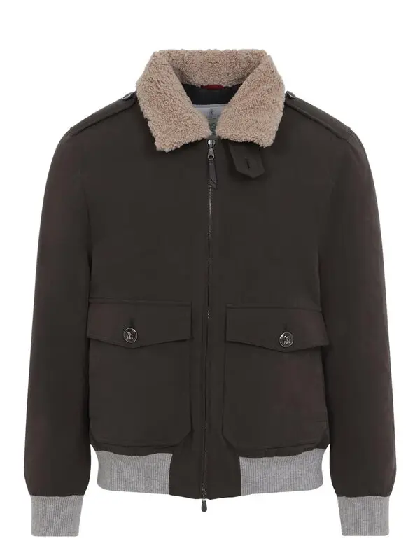 Brunello Cucinelli Water-resistant Shearling Collar Jacket - Brown