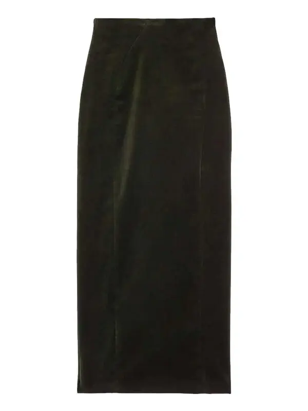 JIL SANDER High-waisted Velvet Maxi Skirt - Gray