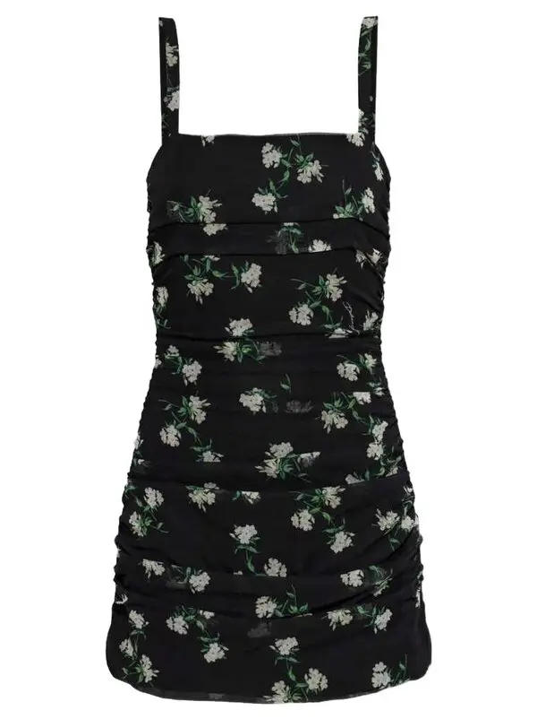 Dolce & Gabbana Floral Print Ruffled Dress - Black