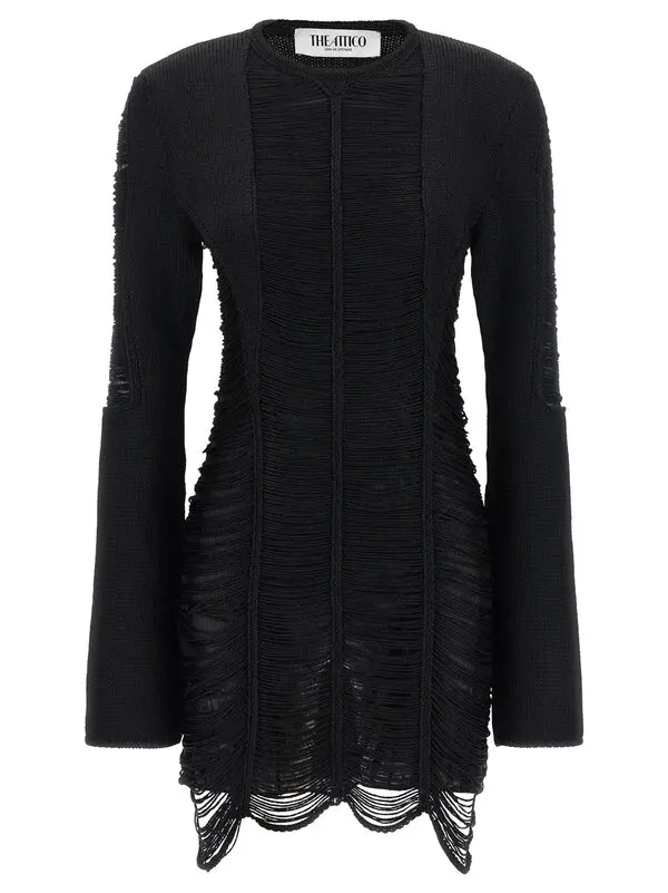 Attico Fringed Mini Dress - Black