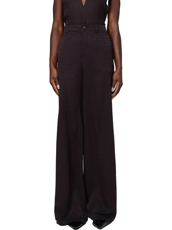 Gucci Silk Wide-leg Trousers With Horsebit Motif - Brown