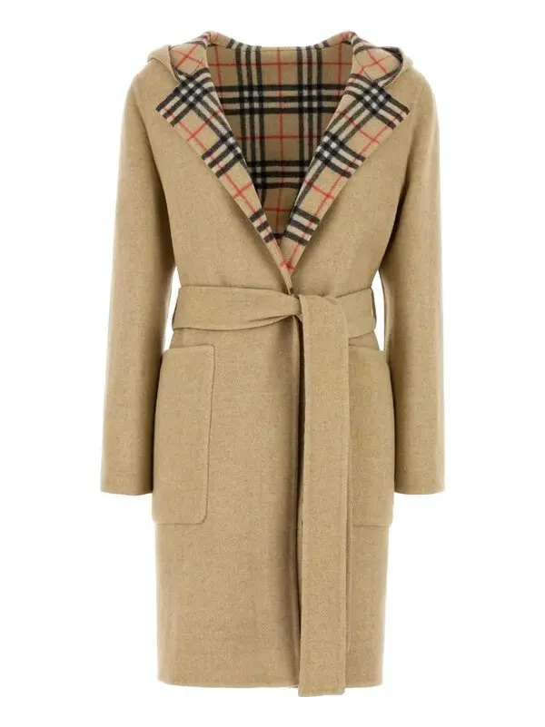 Burberry Beige Wool Reversible Coat - Brown