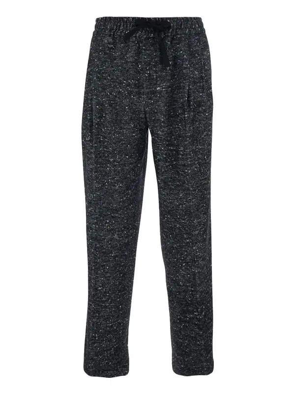 Dolce & Gabbana Dark Grey Trousers With Elasticated Waist With Drawstring In Wool Blend - Multicolor