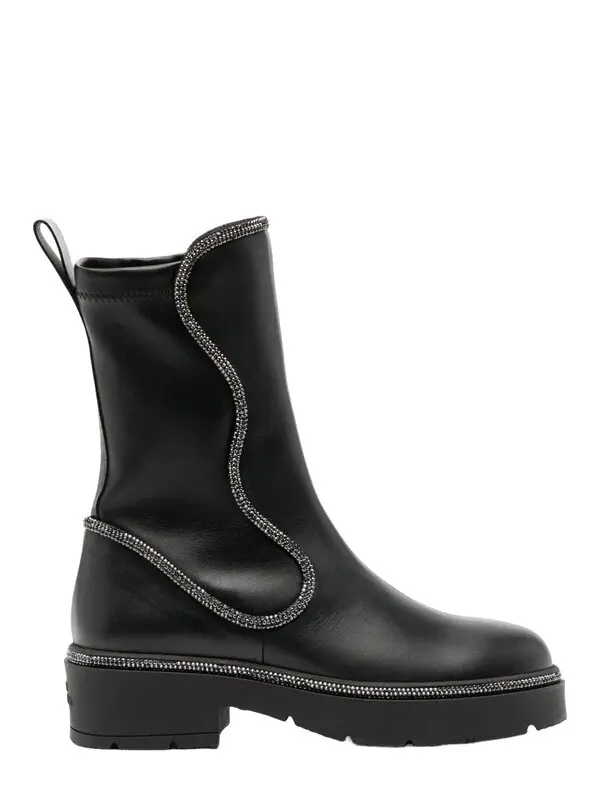 Rene Caovilla Leather Bootie - Black